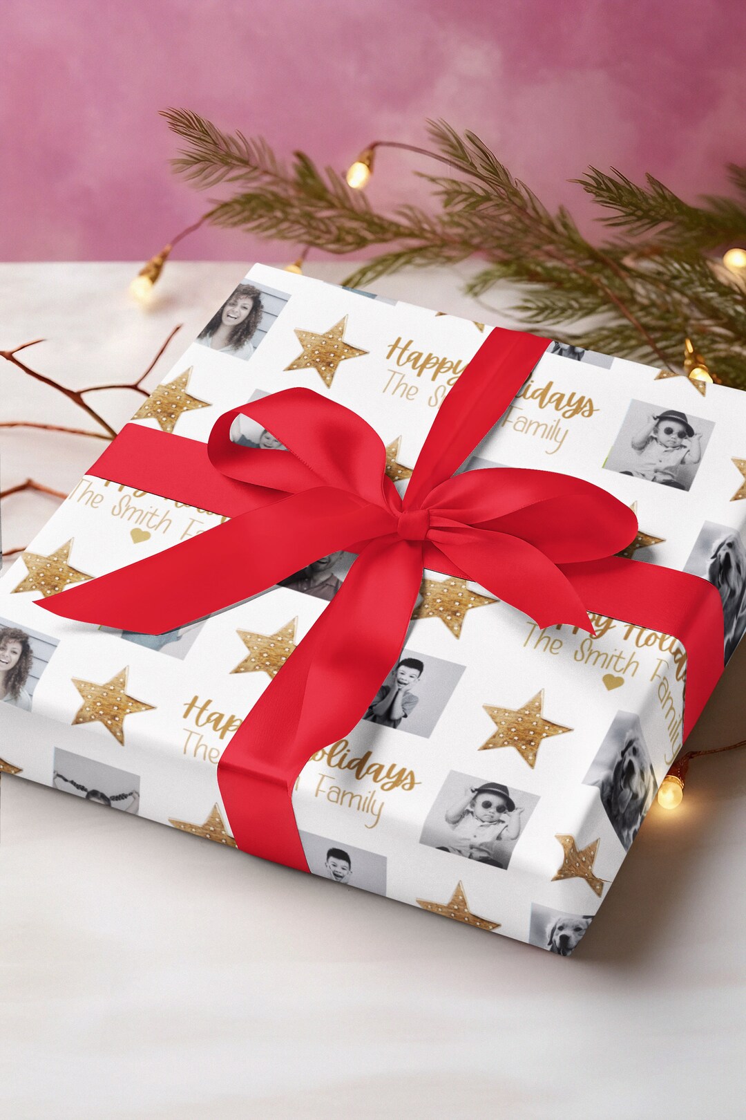 Personalized Family Wrapping Paper Christmas Family Photos - Etsy
