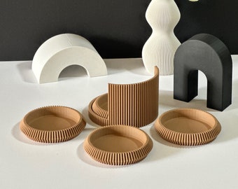 SLIM RIDGE COASTER Eco-friendly Luxury Coaster Set Caddy Minimalist 3D ...