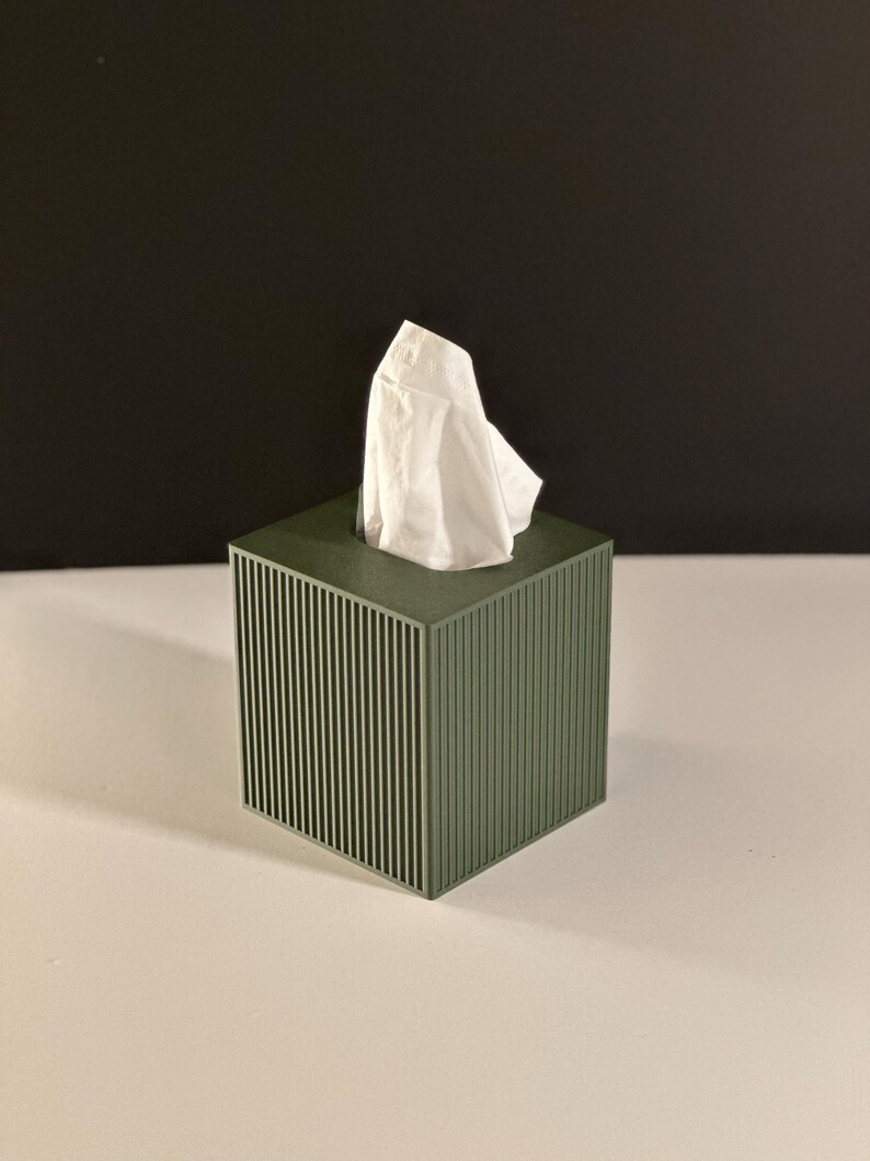 Fluted Tissue Box Cover | Modern Ribbed Square Holder, Matte PLA Decor ...