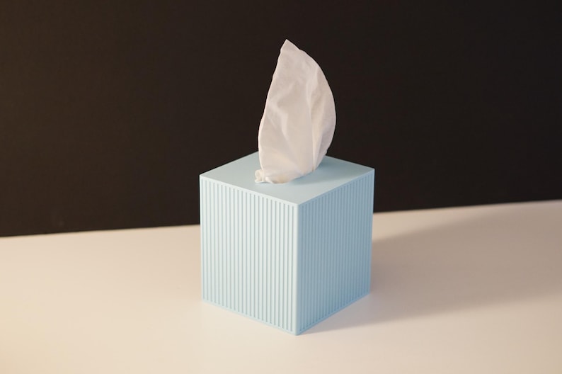 Fluted Tissue Box Cover | Modern Ribbed Square Holder, Matte PLA Decor ...