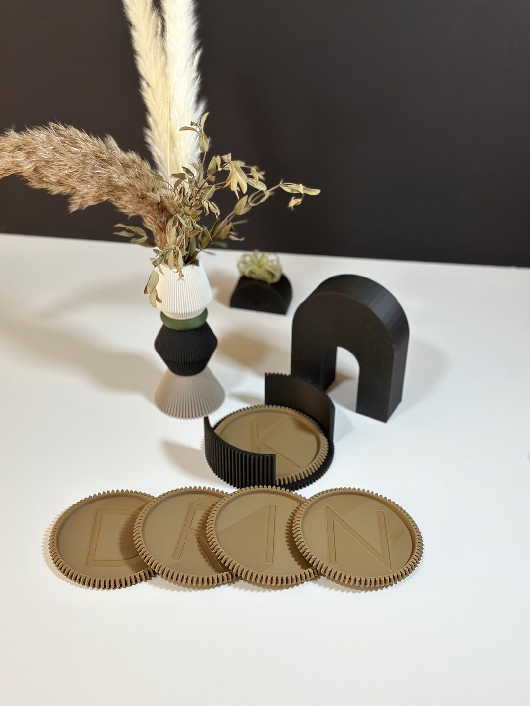 LETTERED SLIM RIDGE Coaster Eco-friendly Luxury Coaster Set Caddy ...