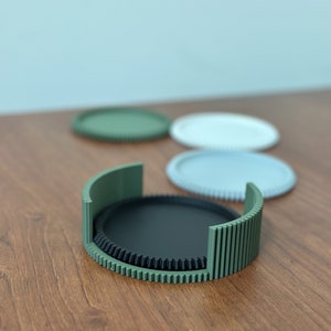 SLIM RIDGE COASTER Eco-friendly Luxury Coaster Set Caddy Minimalist 3D ...