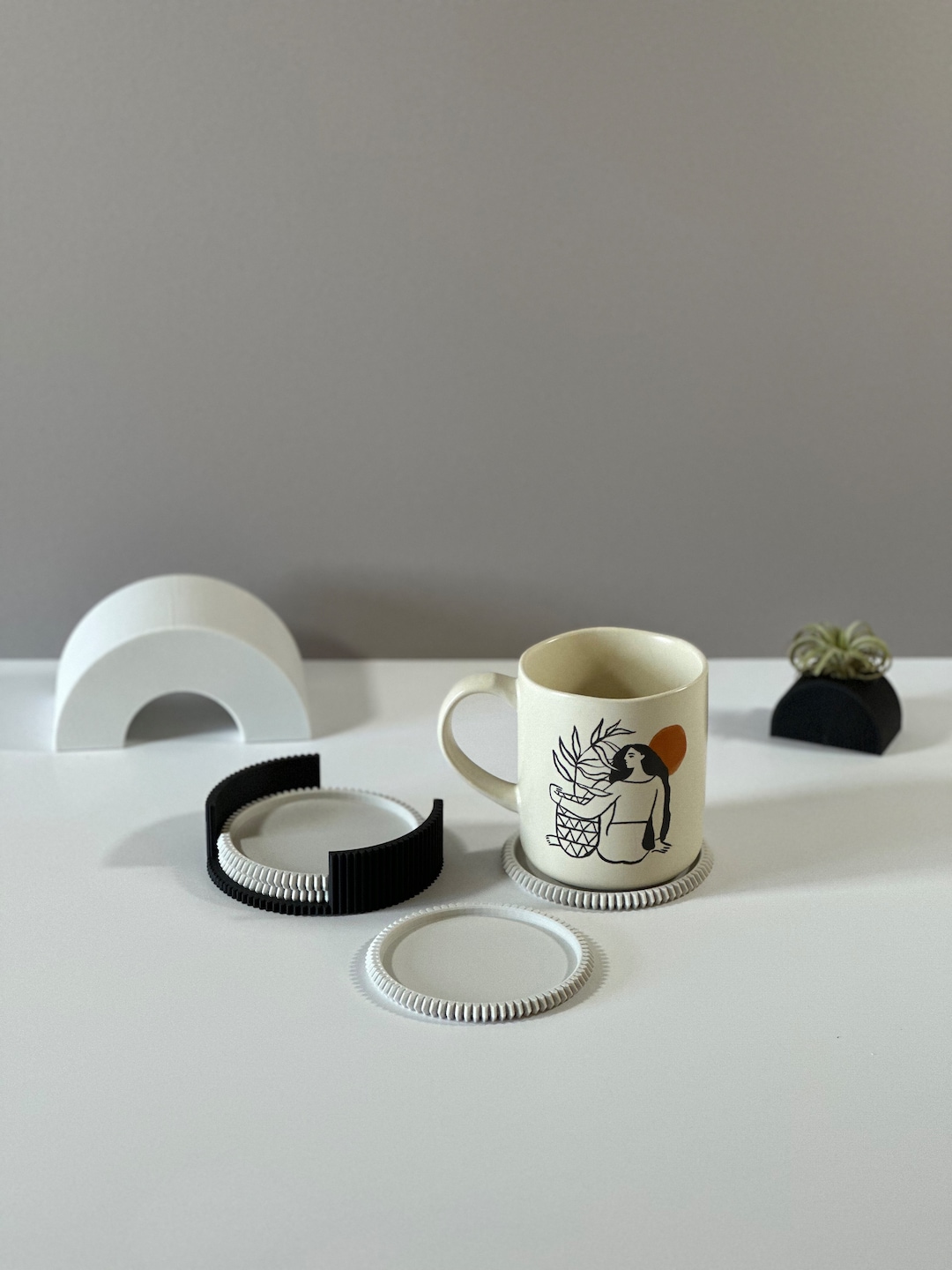 SLIM RIDGE COASTER Eco-friendly Luxury Coaster Set Caddy Minimalist 3D ...