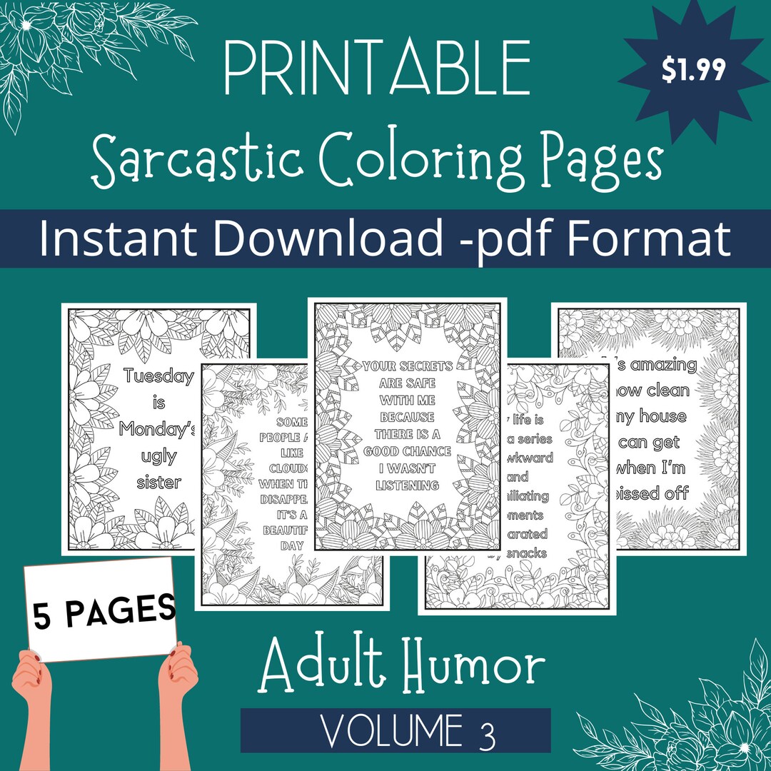 Sarcastic Coloring Pages Sarcastic Digital Downloads Funny Coloring ...
