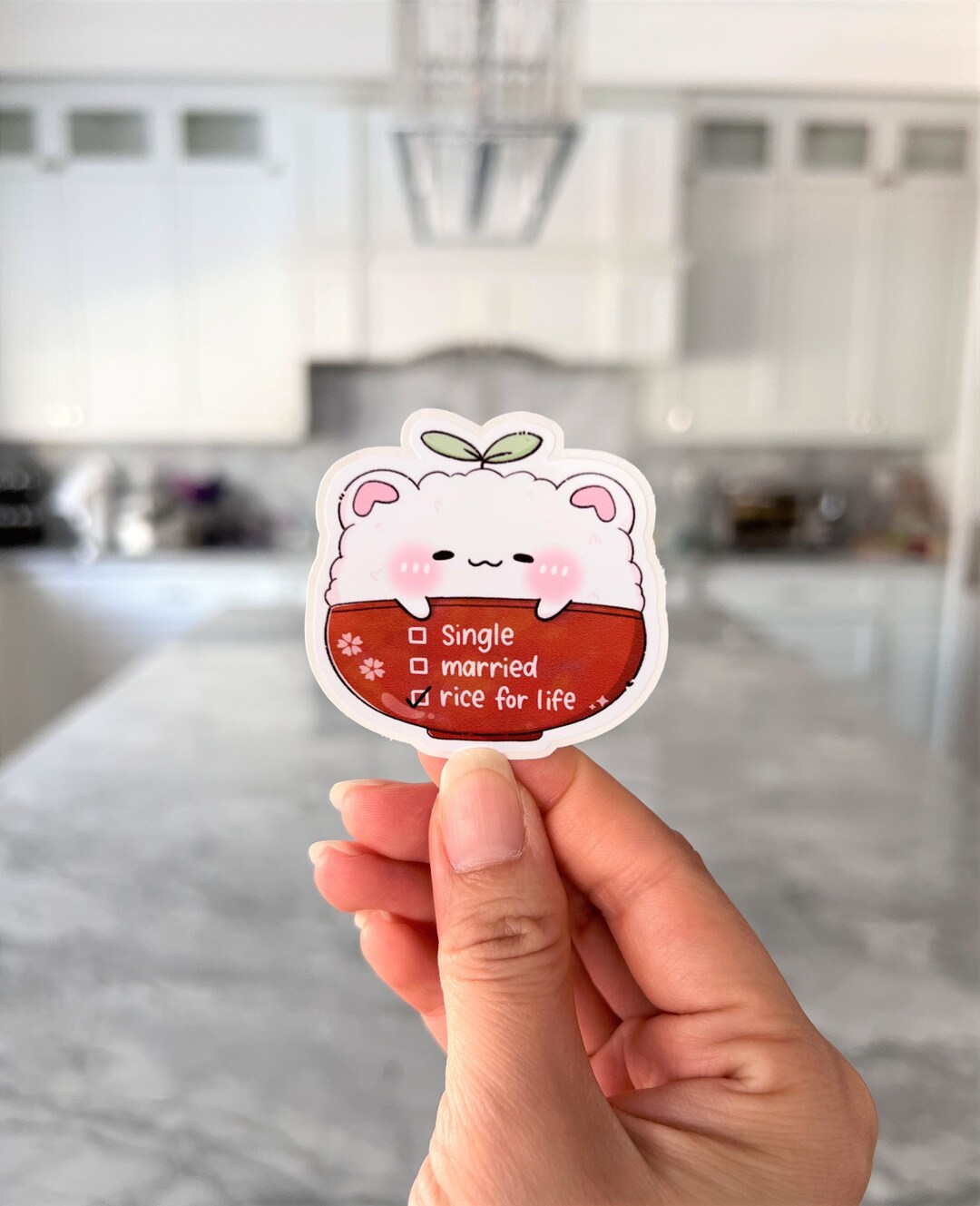 Cute Rice Bowl Stickers | Asian Food Sticker | Kawaii Food | Waterproof ...