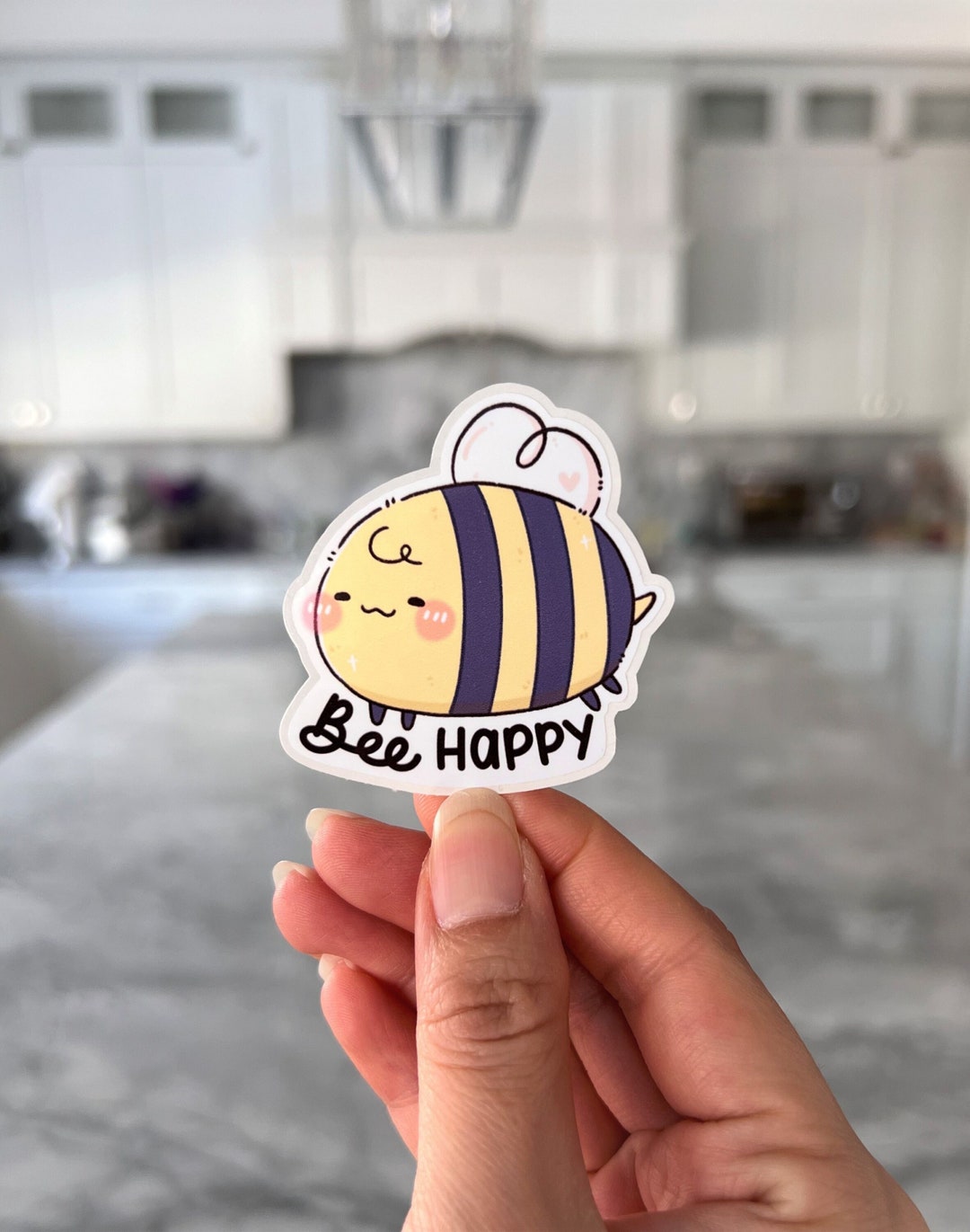 Cute Bee Stickers | Bee Happy | Bumble Bee | Waterproof Bottle Sticker ...