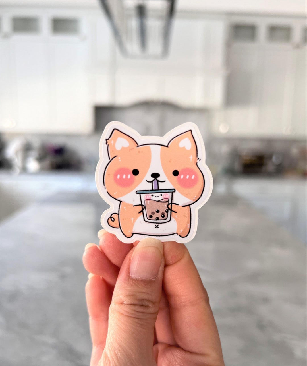 Cute Corgi Stickers | Dog | Bubble Tea | Boba | Waterproof Bottle ...