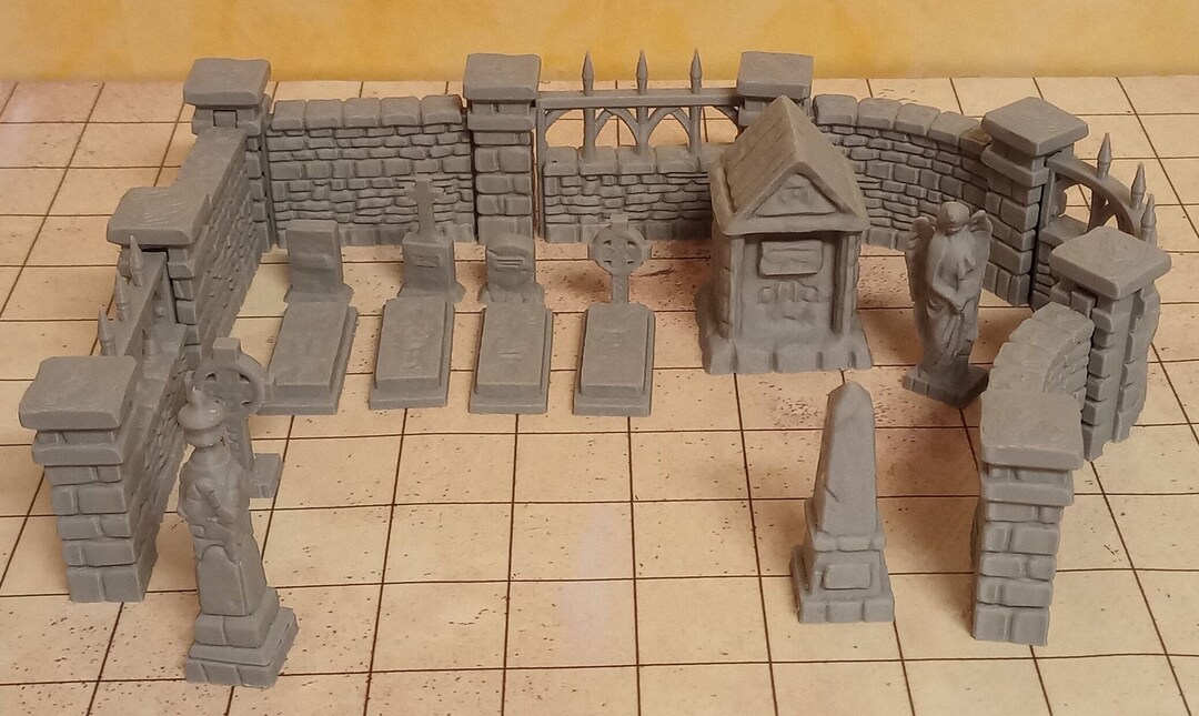Graveyard Set / Cemetery Walls, Gravestones - Tabletop Terrain | RPG ...