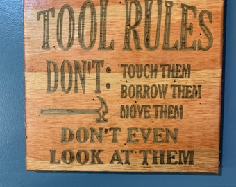 TOOL RULES Hanging Wooden Sign Great for Dad - Etsy