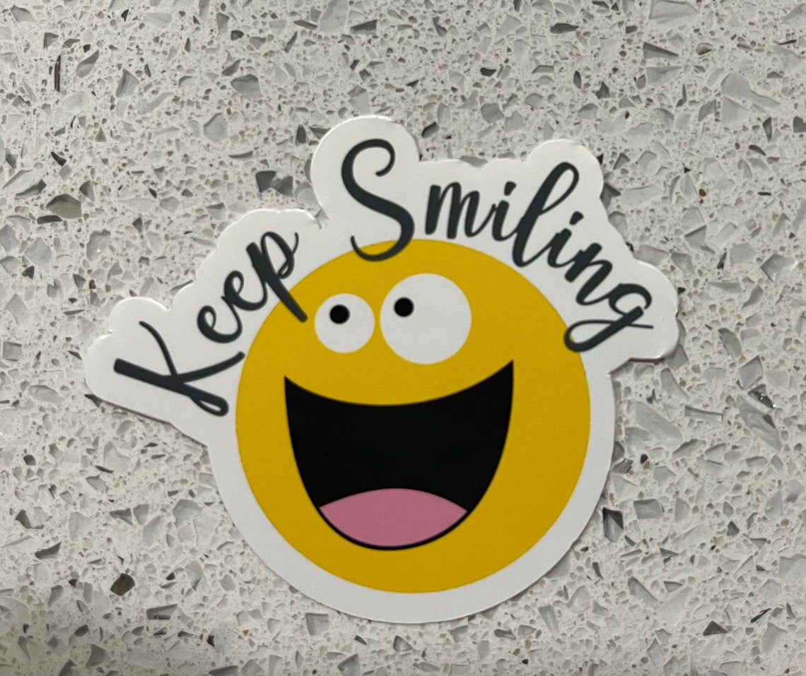 Keep Smiling Sticker Happy face Glossy vinyl stickers | Etsy