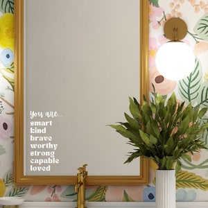 You Are... - Positive Affirmation - Mirror Window Reusable Sticker ...