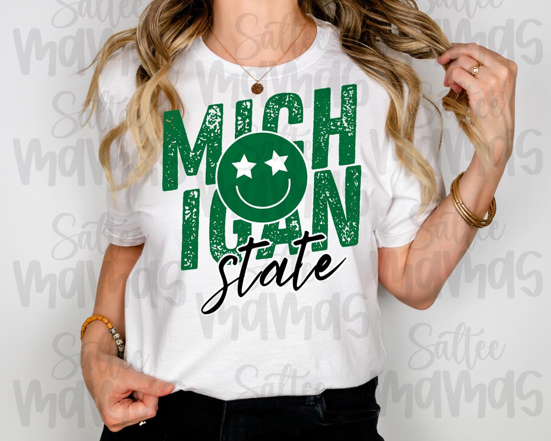 Retro Michigan State With Smiley, Michigan State Spirit Design, Green ...