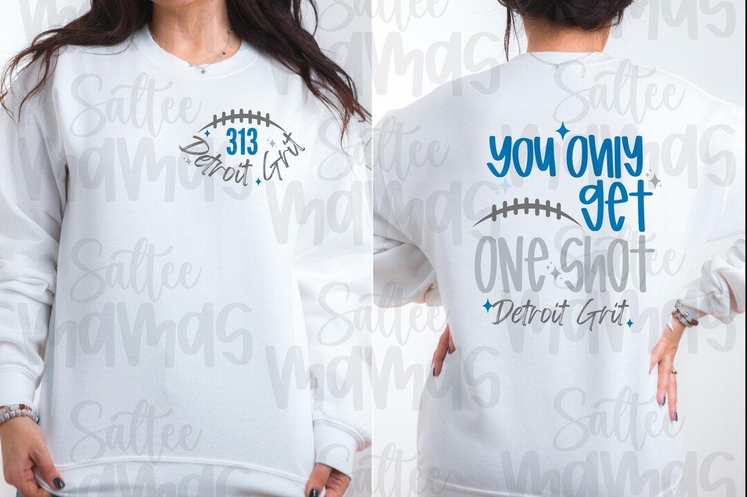 You Only Get One Shot Detroit Football, Grey and Blue Mascot PNG Image ...