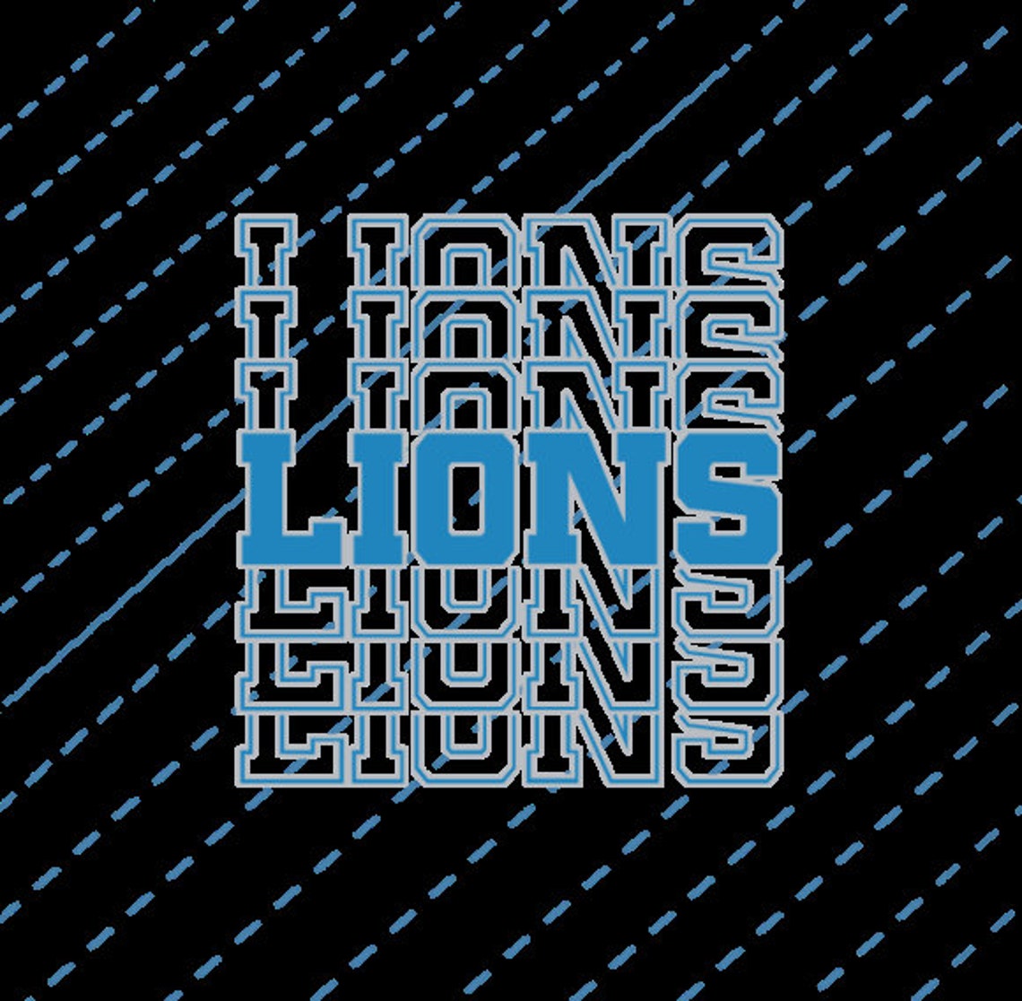 Lions Stacked Typography, Detroit Blue and Grey, Detroit Football Png ...
