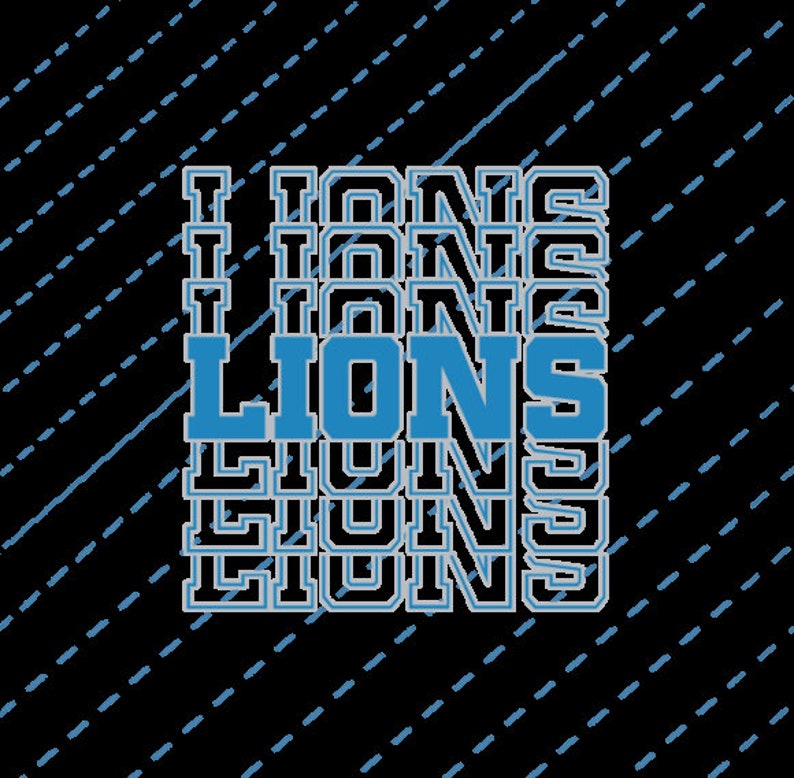 Lions Stacked Typography, Detroit Blue and Grey, Detroit Football Png ...