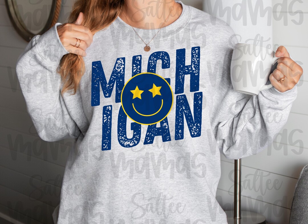 Retro Michigan With Smiley, University of Michigan Spirit Design, Maize ...