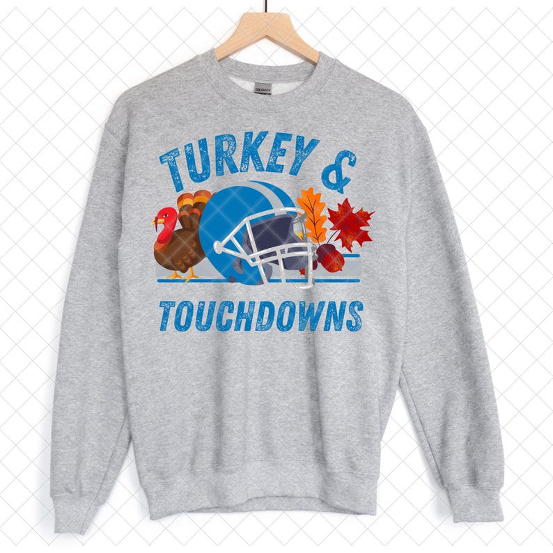 Turkey and Touchdowns PNG, Light Blue and Grey Detroit Football ...