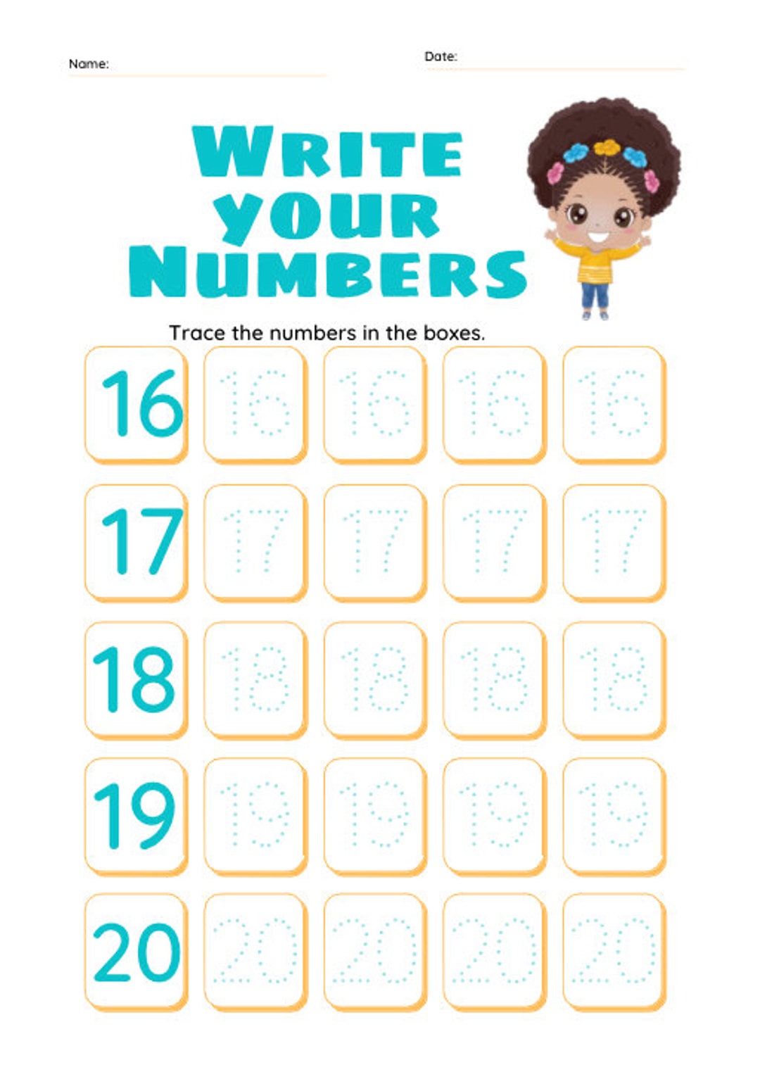 Writing Practice: Numbers 1-20 - Etsy