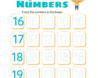 Printable Numbers Tracing Pages 1 to 20, Handwriting Practice, Learning ...