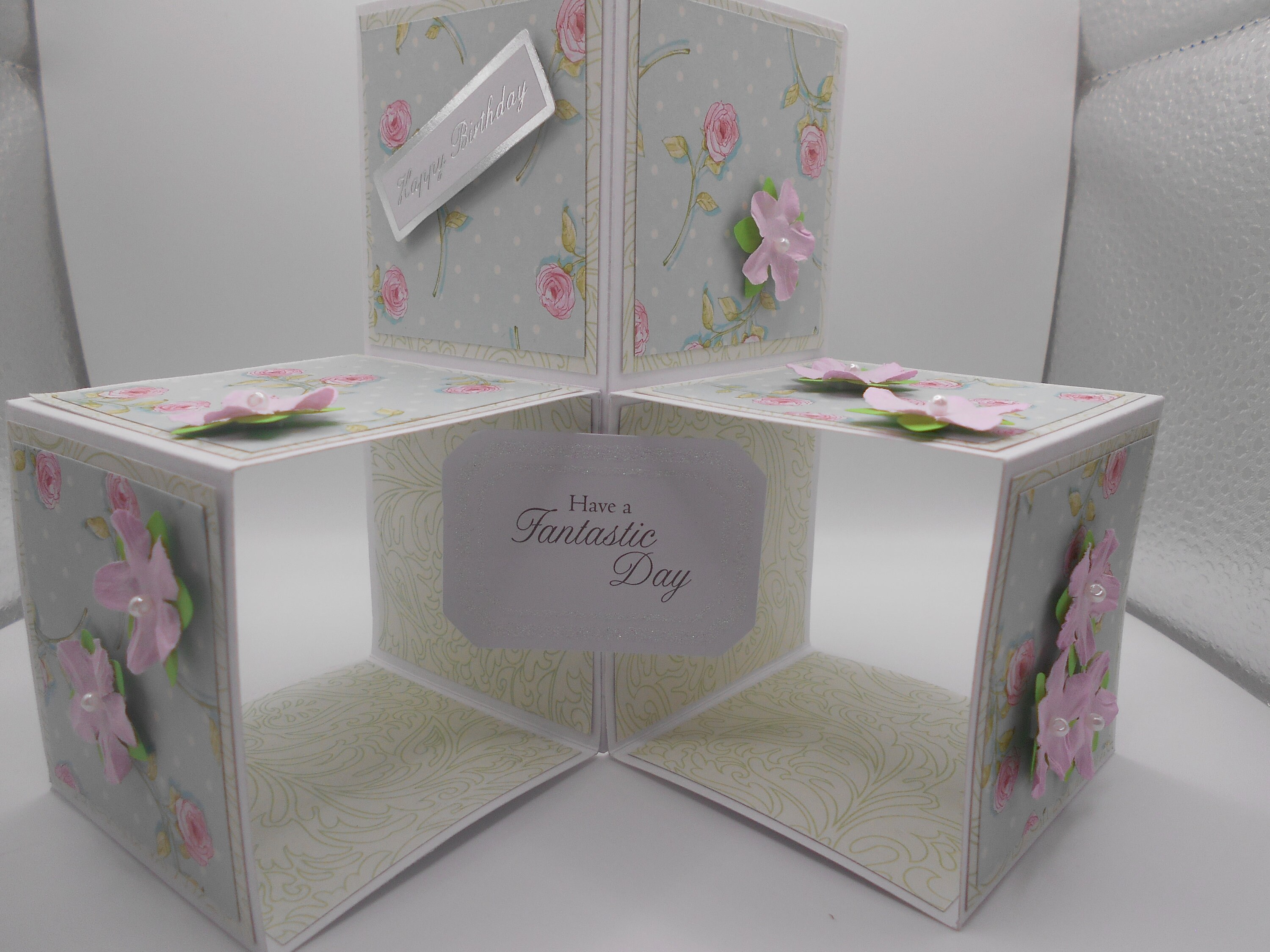Happy Birthday, 3D Pop Cube Card, Flowers, Unique Card, Handmade Card ...