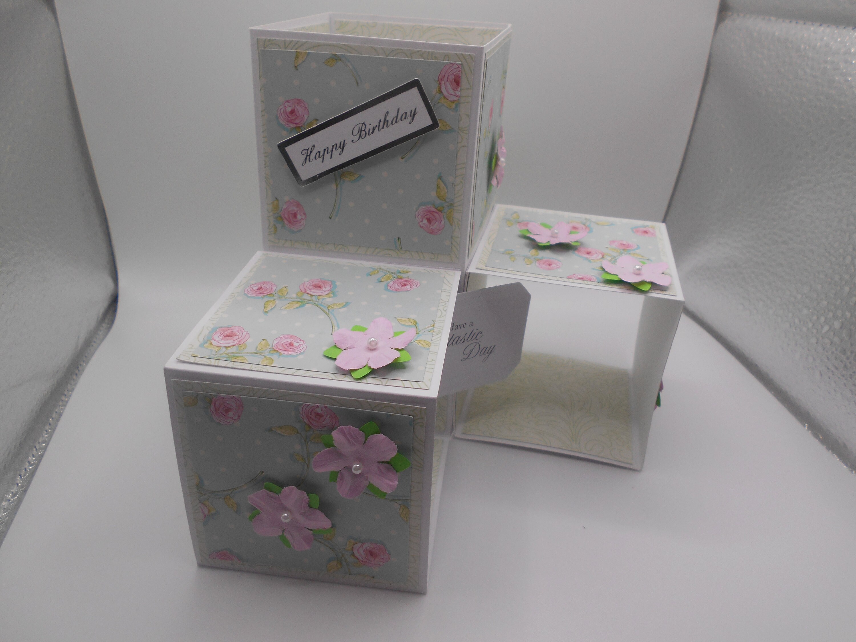 Happy Birthday, 3D Pop Cube Card, Flowers, Unique Card, Handmade Card ...