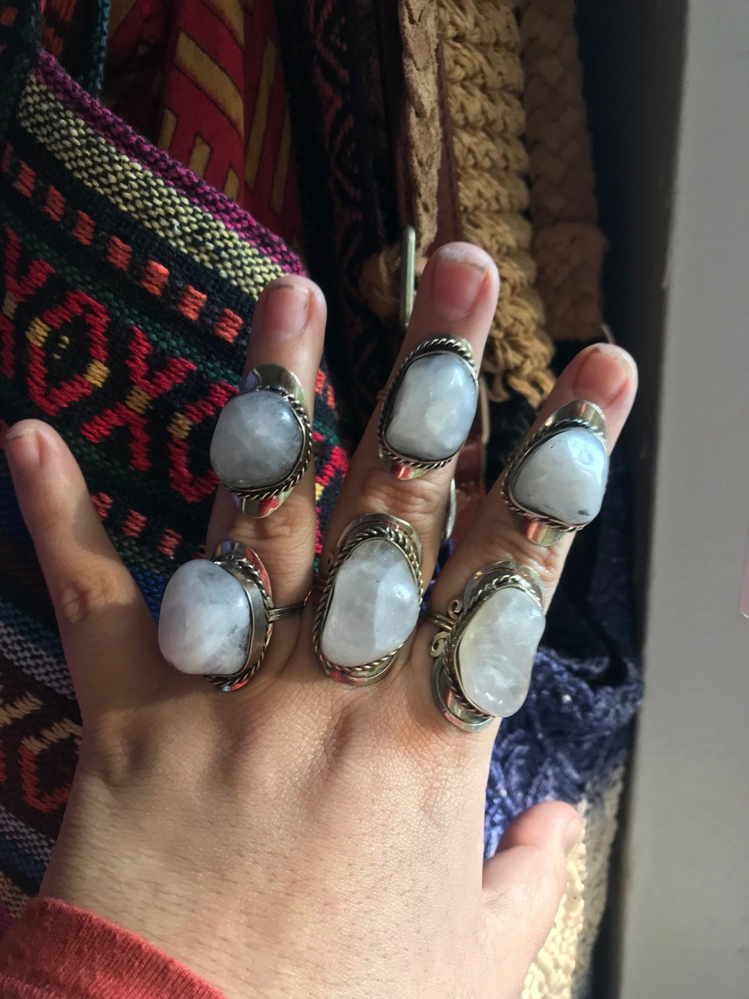 White Quartz Ring adjustable Stone Ring-unisex Ring-hippie Ring-unisex ...