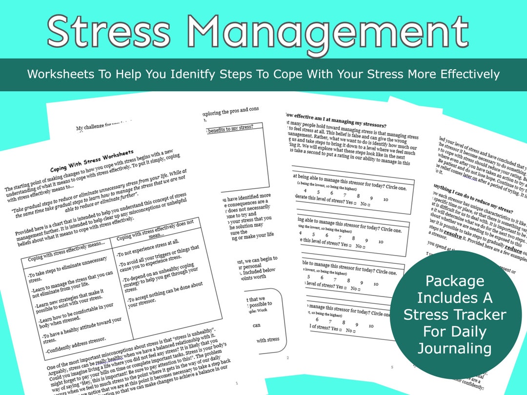 Stress Management Worksheets + Stress Tracker - Etsy