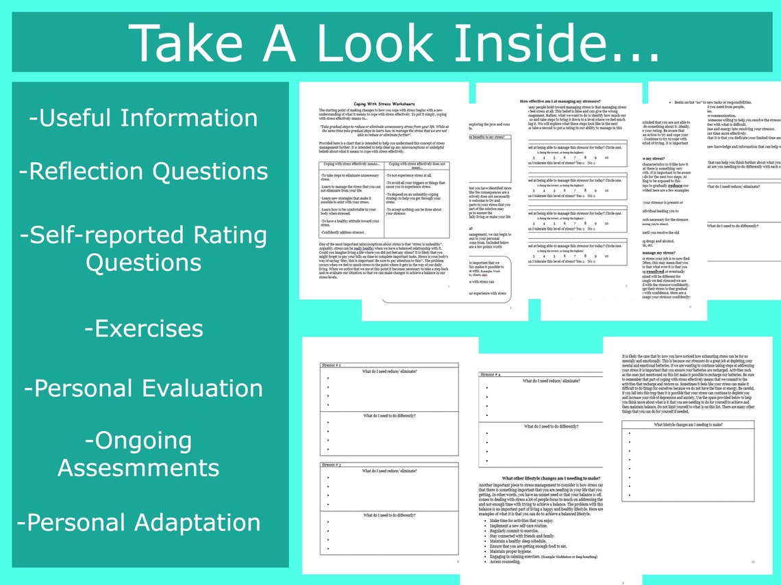 Stress Management Worksheets + Stress Tracker - Etsy