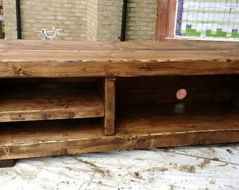 Corner Rustic TV Unit Extra Chunky Solid Wood Stand/cabinet | Etsy UK