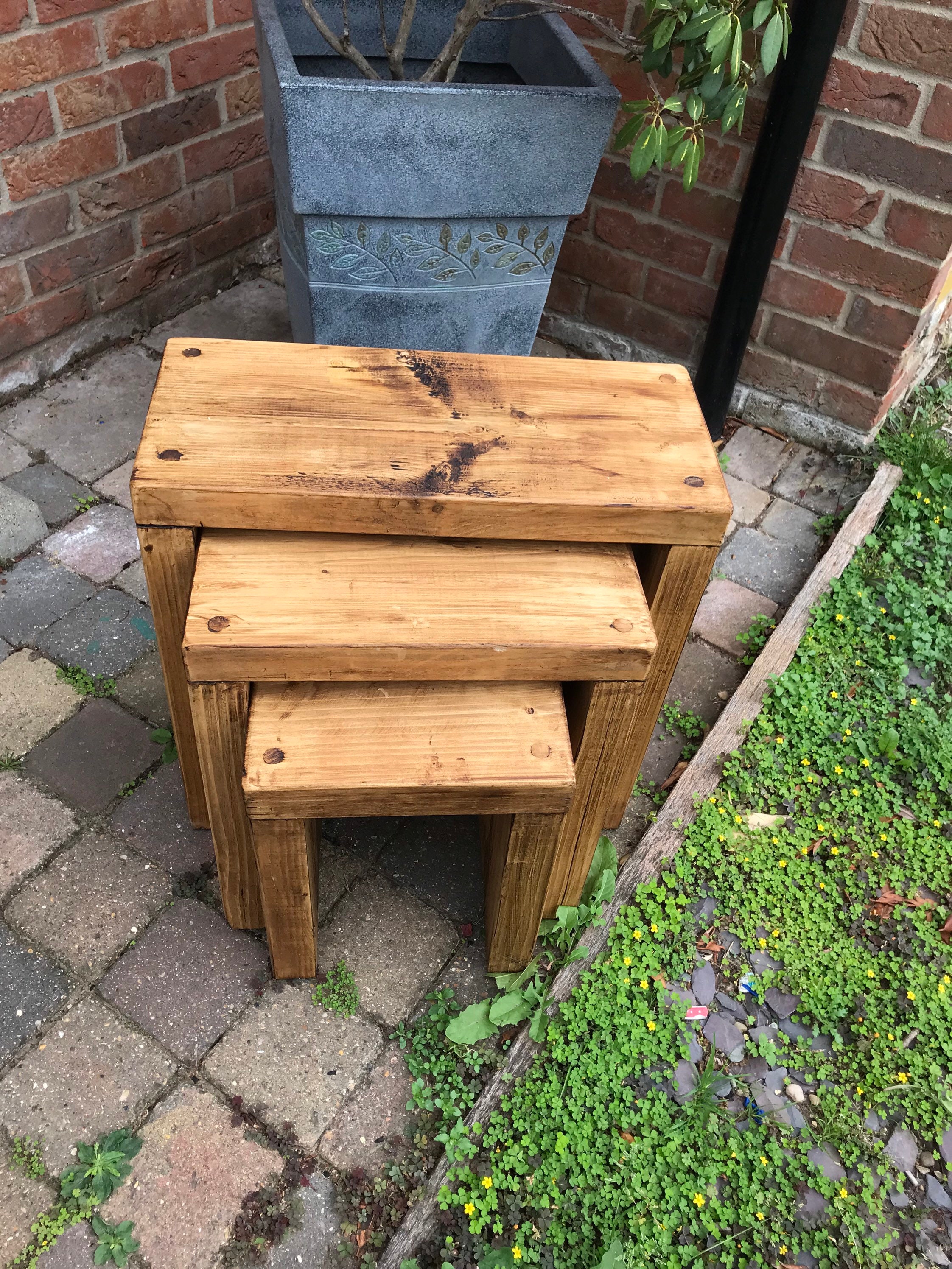 Rustic Nest of Tables - Etsy UK