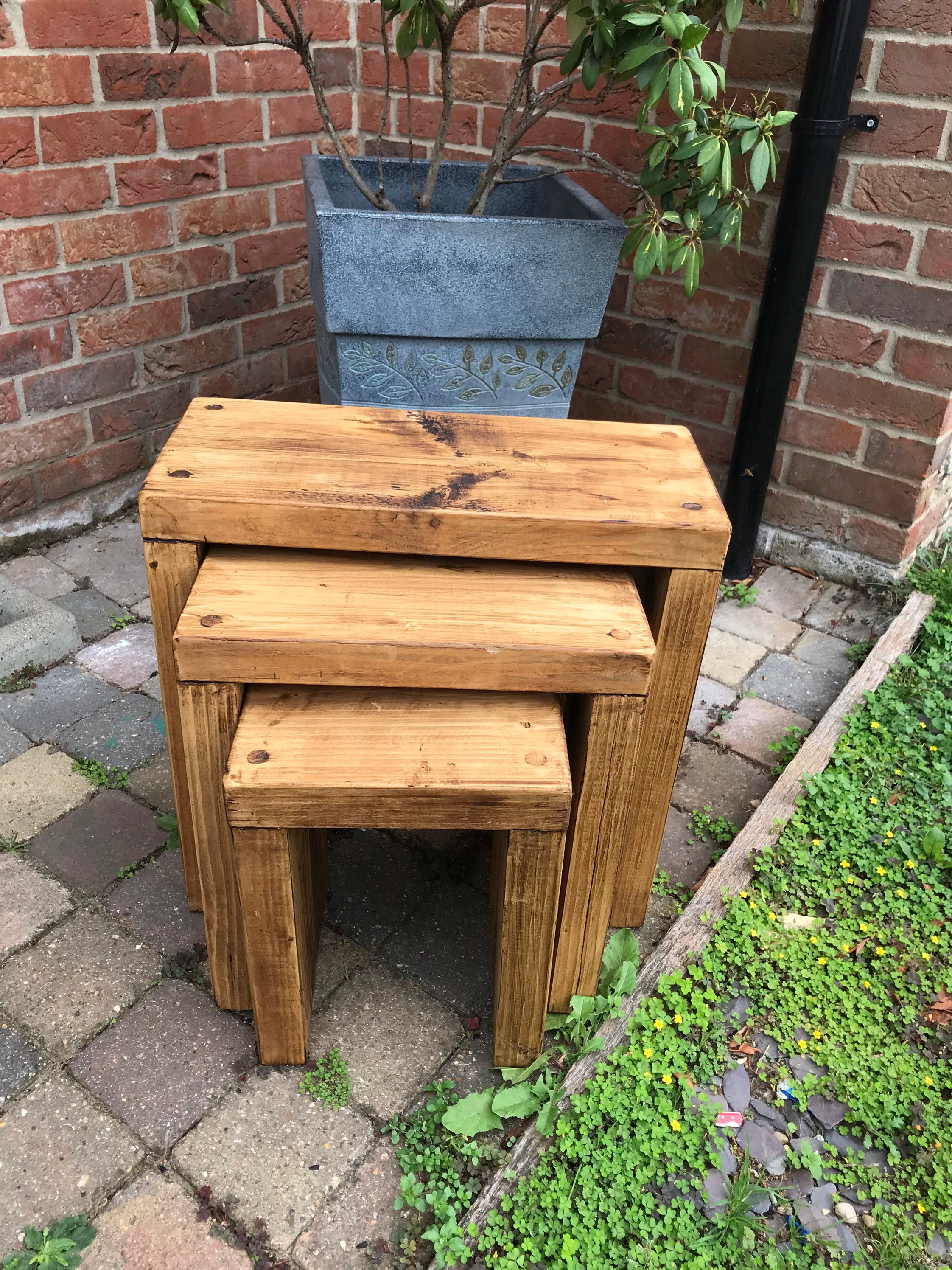 Rustic Nest of Tables - Etsy UK