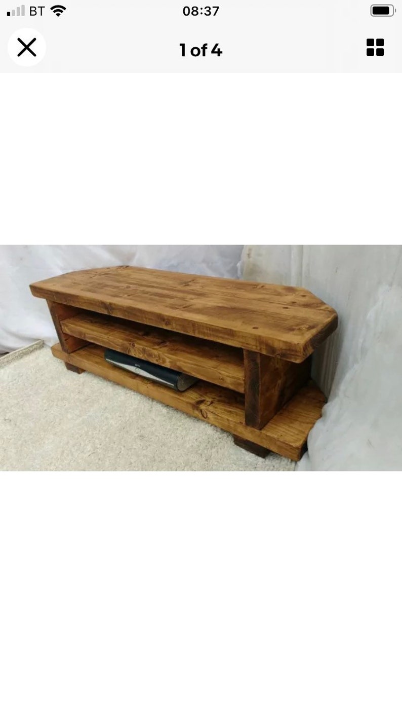 Corner Rustic Pine TV Unit Solid Wood Stand/cabinet Rustic Pine Wax ...