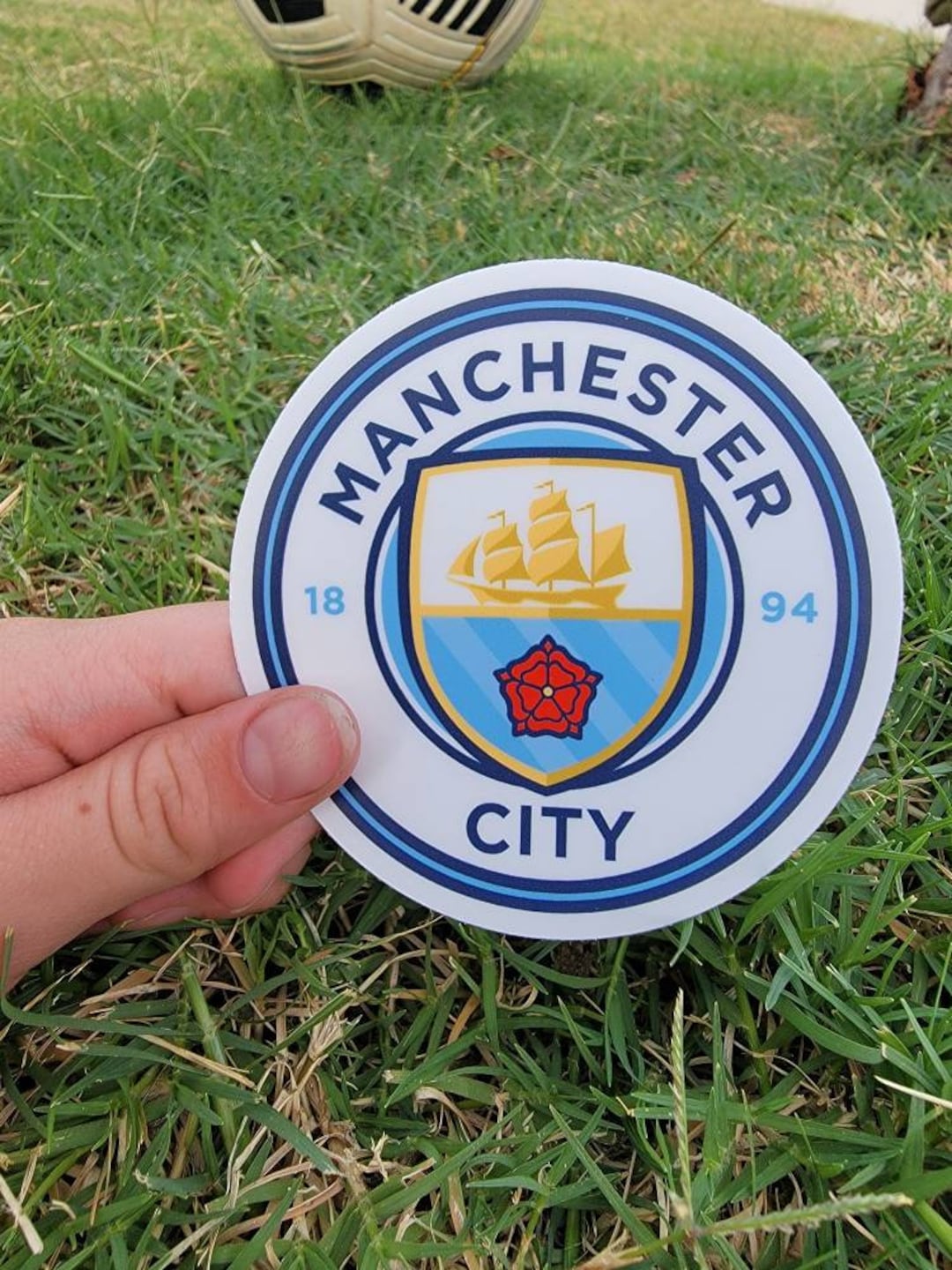 Manchester City Water Bottle Resistant! 3 X 3 in - Champions League ...