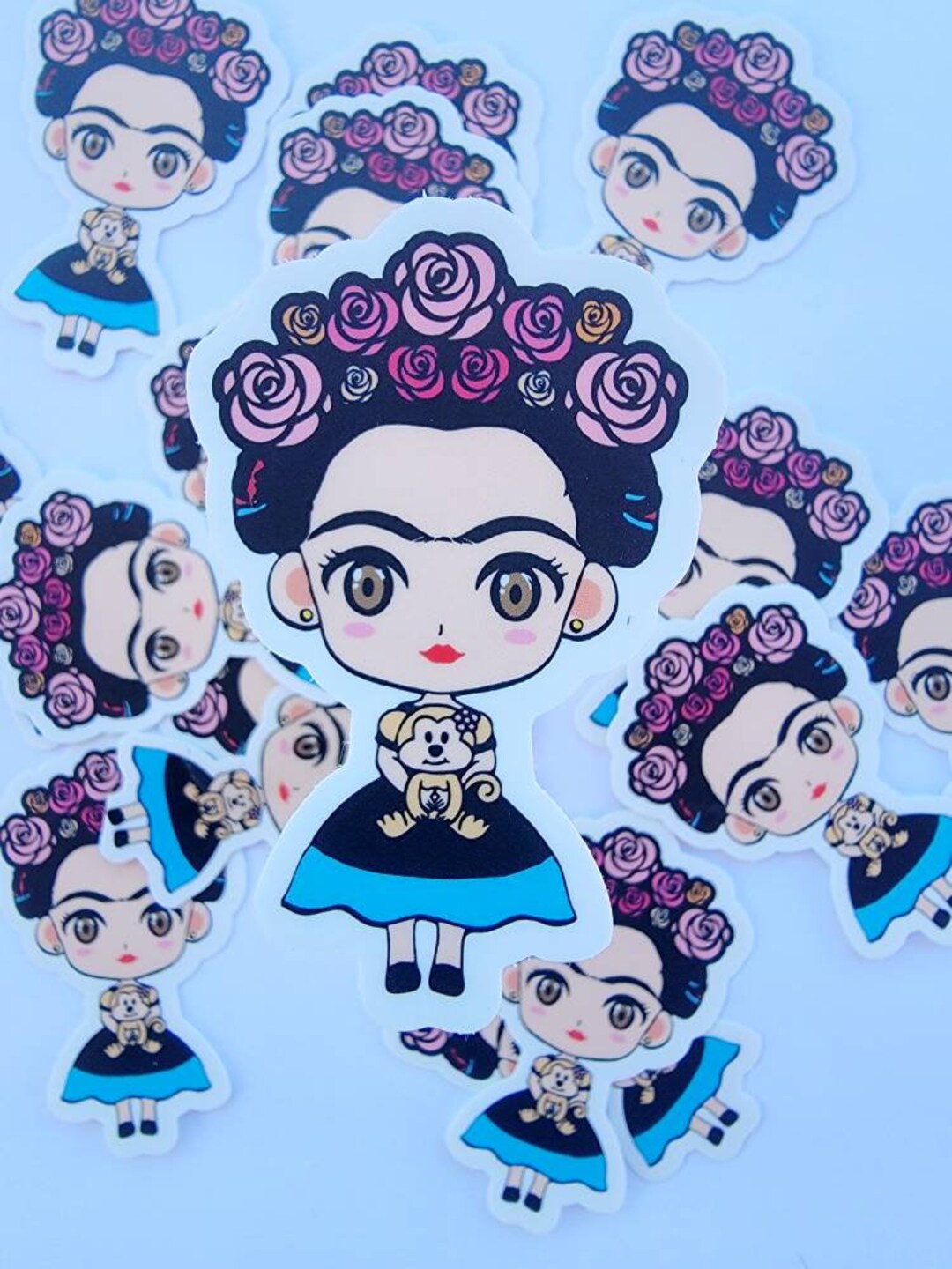 Little Frida With a Cute Baby Bear Sticker for Your Laptop, Phone ...