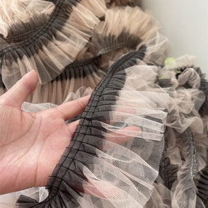 Sheer Pleated Ruffle, 3.5" W 3D Folds Ruffle Mesh Fabric, Designer ...