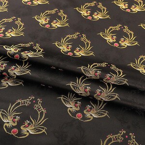 59"w Auspicious Phoenix Flower Fabric Japanese Nishijin Weaving Gold ...