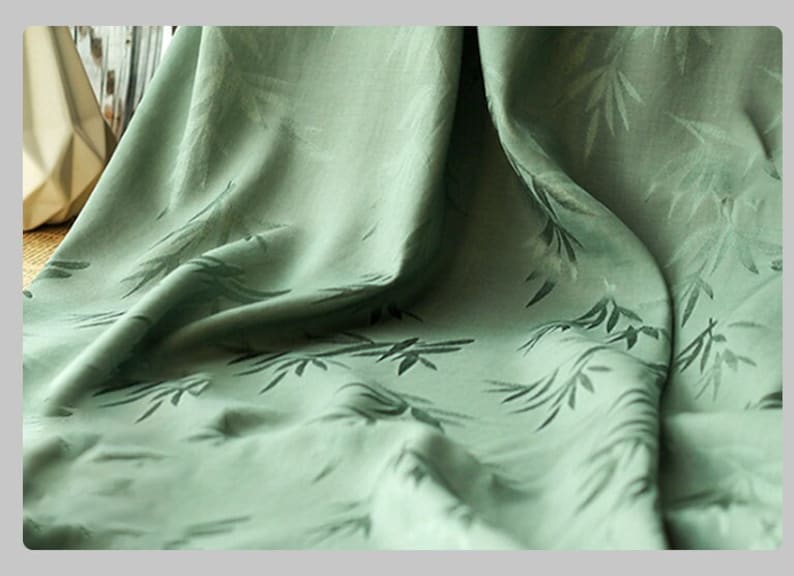 Bamboo Leaf Jacquard Cotton Fabric: Chinese Style Drapery, Upholstery ...