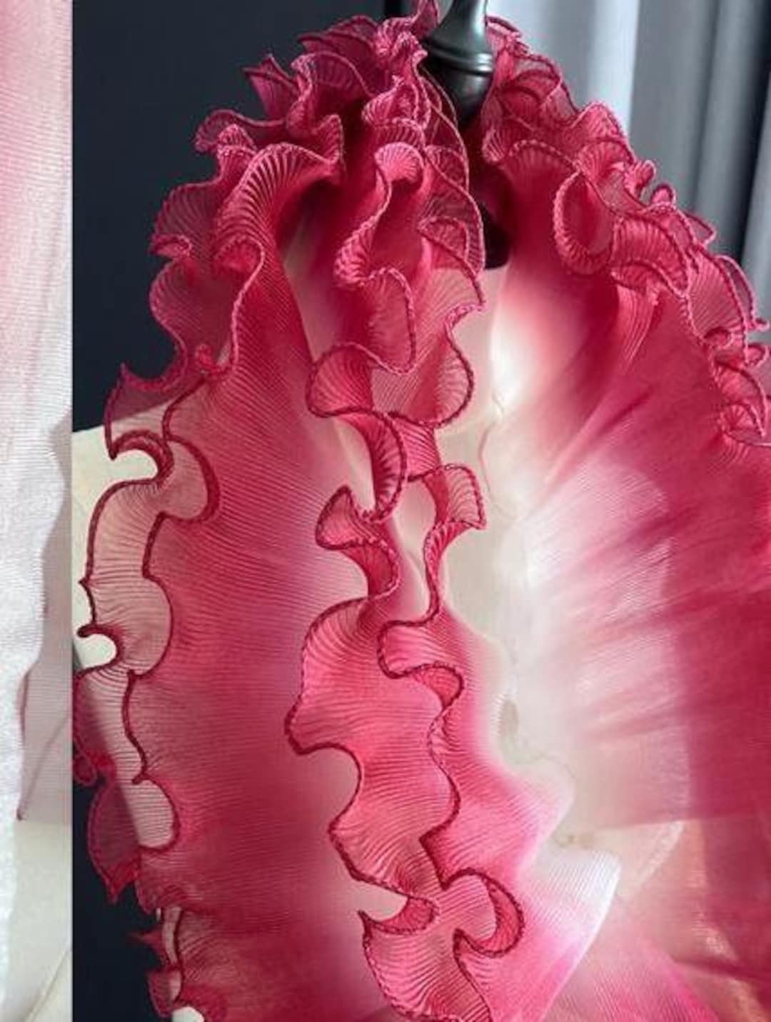 Sheer Pleated Ruffle, 12cm Wide 3D Folds Ruffle Organza, Designer ...