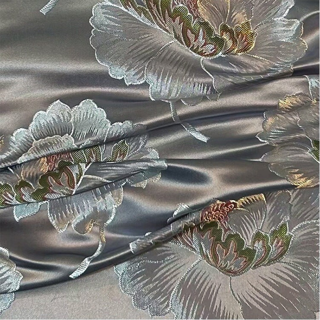 Nylon Peony Big Flower Fabric, Chinese Silk Brocade Fabric by the Meter ...