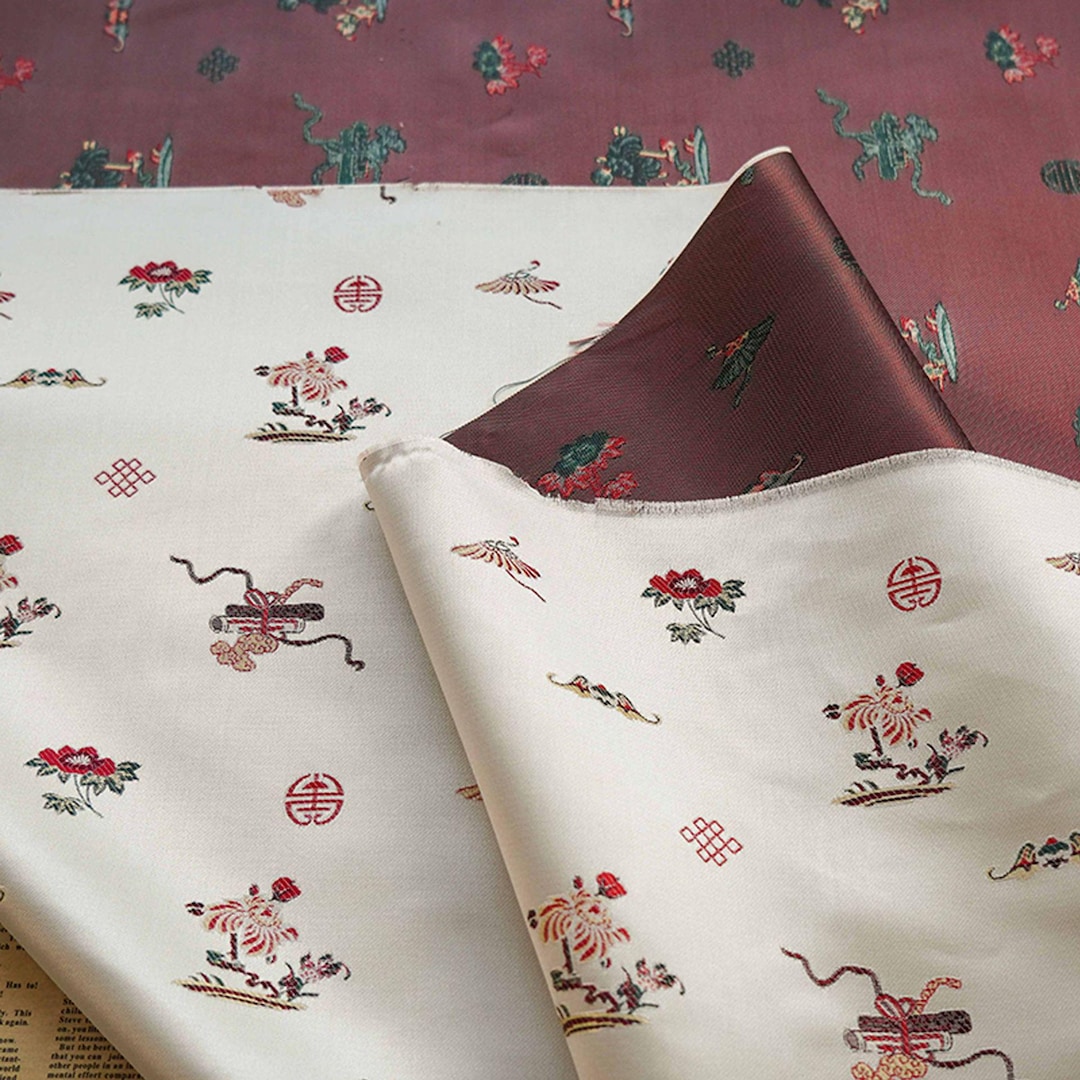 66"w Song Brocade Chinese Fu Chrysanthemum Silk Brocade, Emperor ...