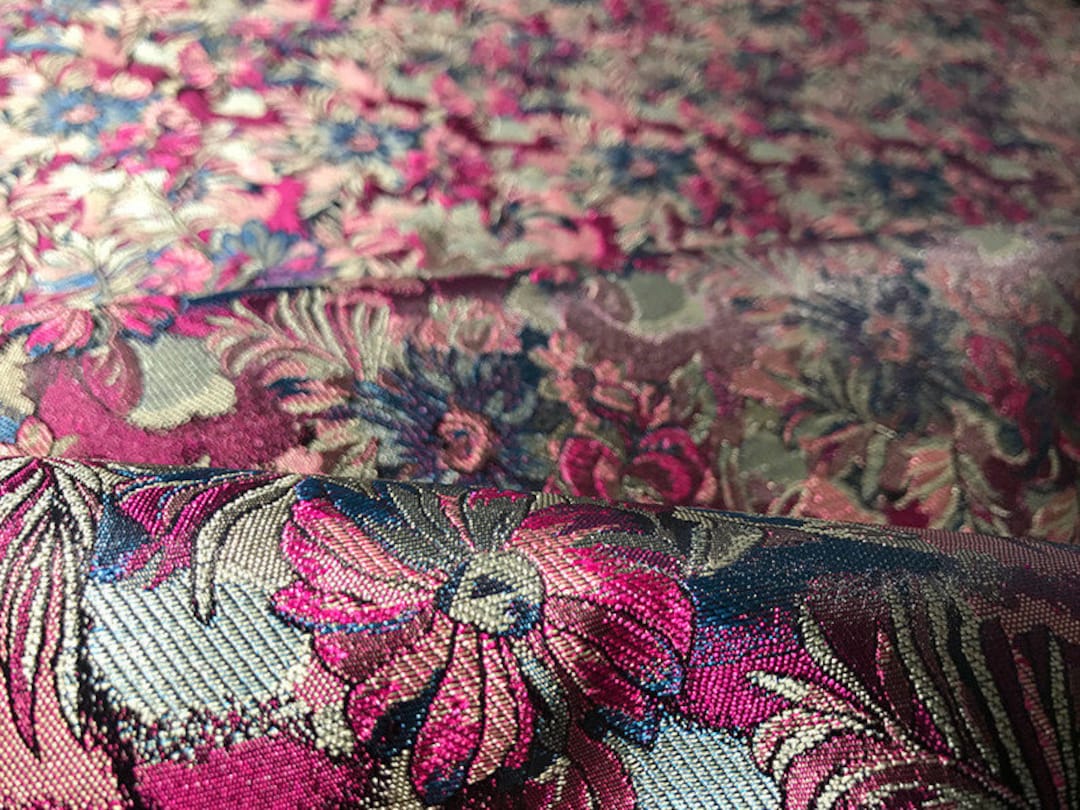 35" Width Nishijin Japanese Flower Fabric, Modern Japanese Jacquard ...