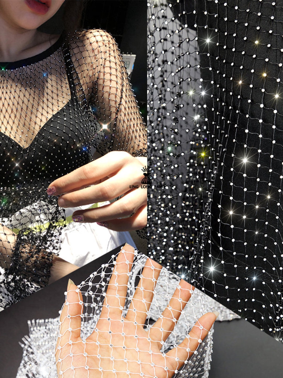 5"w Gorgeous Bling Galaxy Mesh See-through Wedding Fabric, Luxury ...