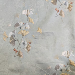 55"w 3D Ginkgo Pattern Jacquard Fabric/decorative Costume Dress Satin ...