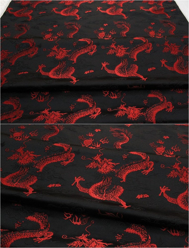 Chinese Dragon & Fire Silk Brocade Fabric on SALE 9.99/meter - Etsy