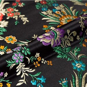 Silk Brocade Fabric: Begonia Floral Design, Chinese Wedding Fabric - Etsy