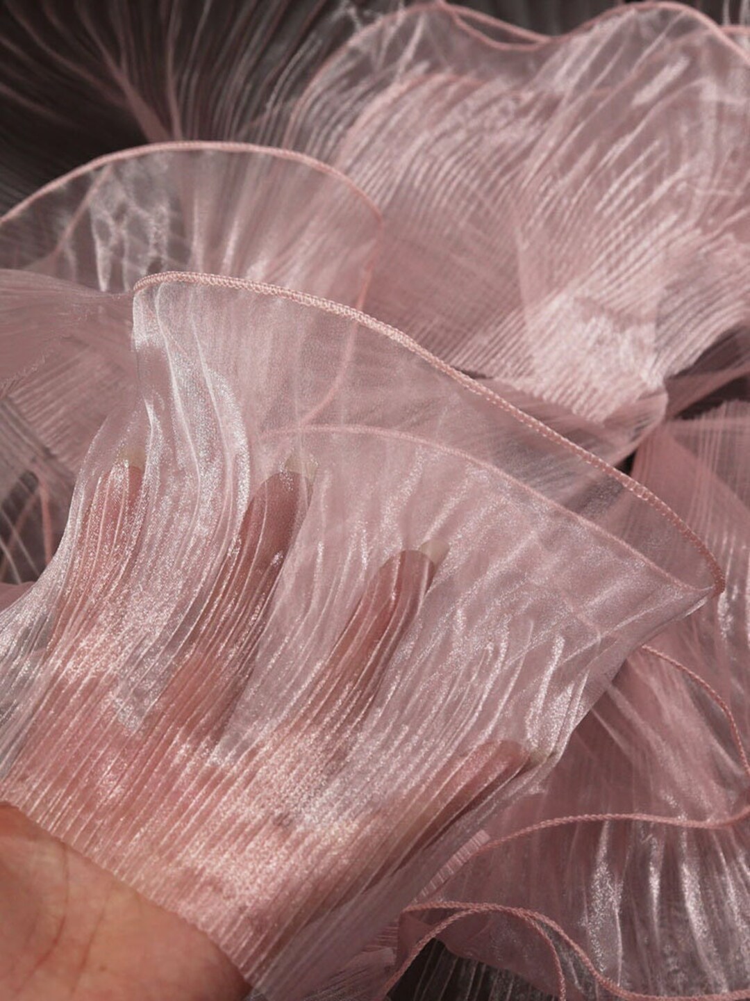 Sheer Pleated Ruffle, 15cm Wide 3D Folds Ruffle Organza, Designer ...