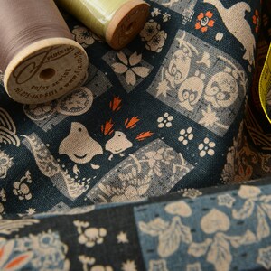Japanese Cotton Linen Fabric: Patchwork Print for Sewing & Upholstery ...