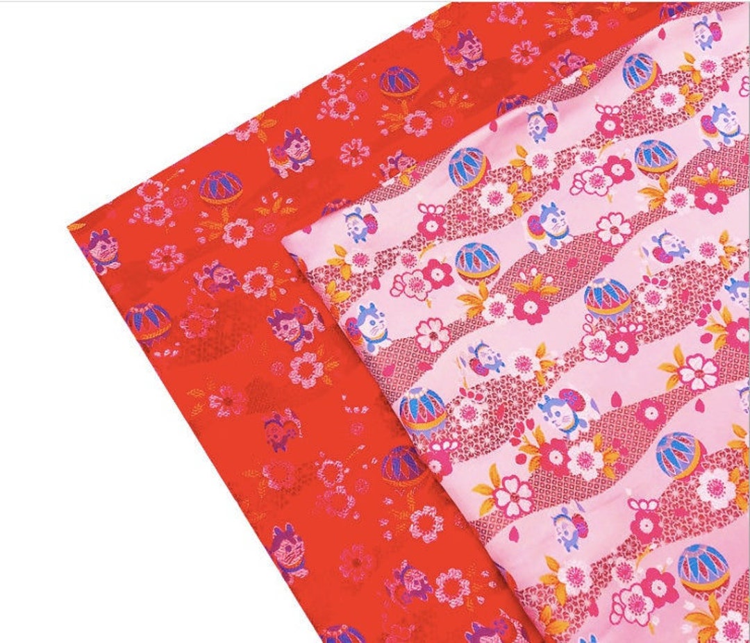 Japanese Nishijin Fabric, Lovely Sweet Kitten Pattern Jacquard Silk ...