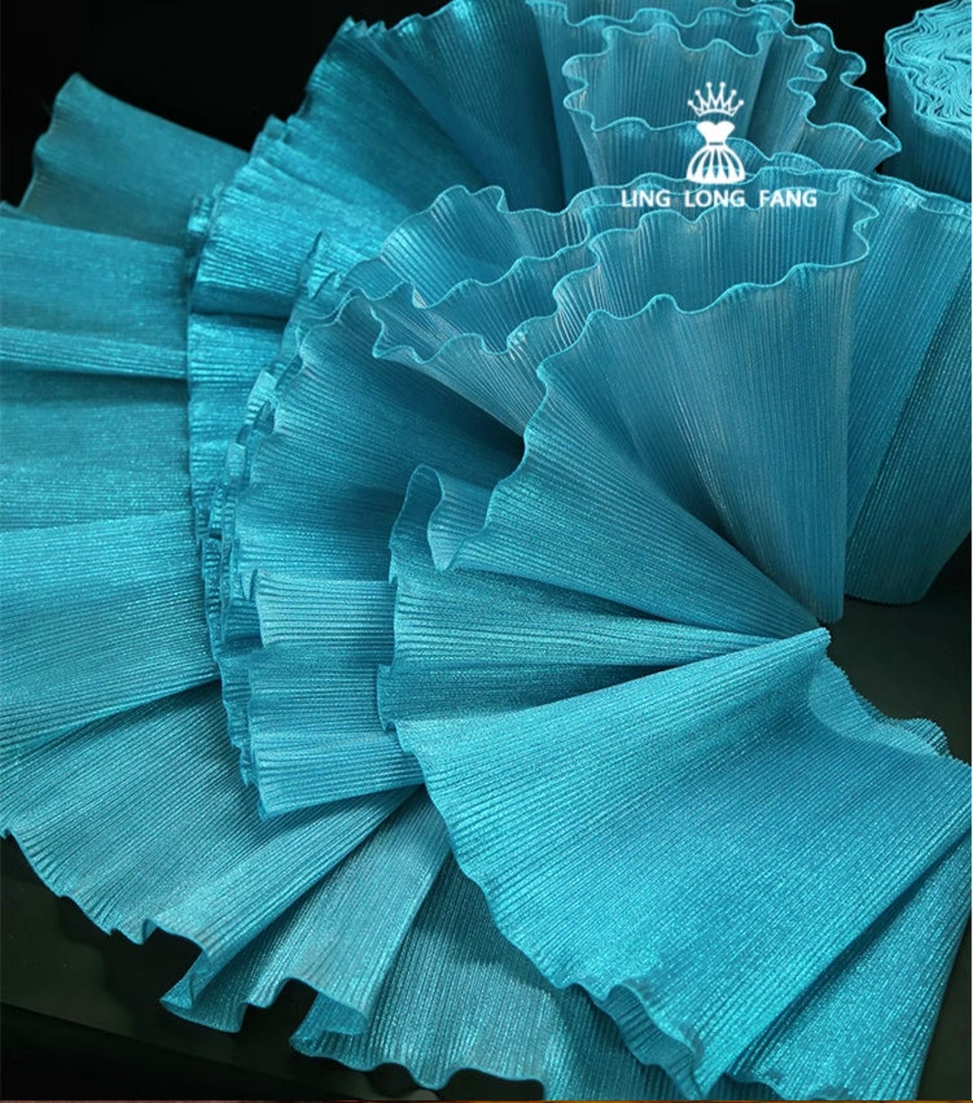Metallic Luster Lace, 27cm Wide 3D Folds Ruffle Organza, Designer ...