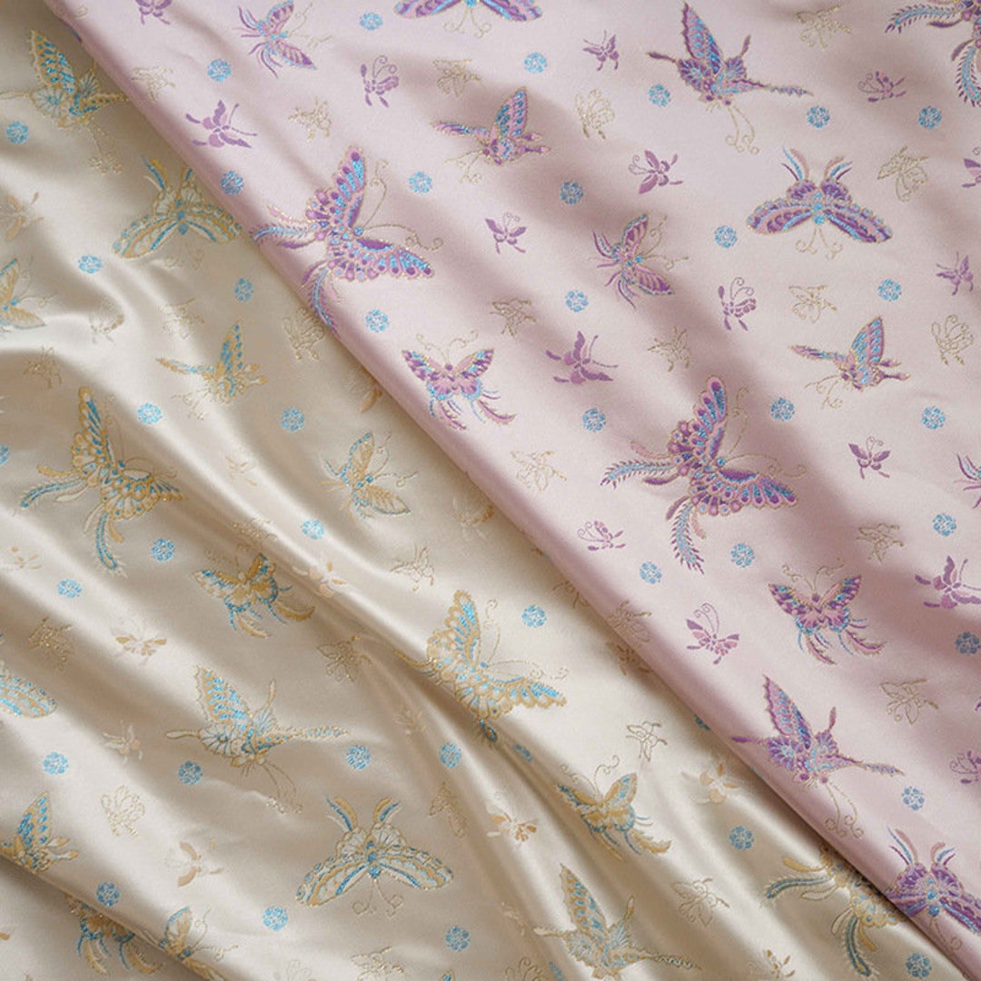 Gold Thread Butterfly, Rich Texture Drapery, Home Décor Fabrics, 59“W ...